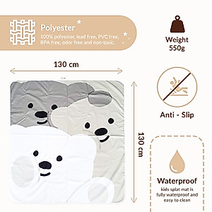 Splat Mat for Under High Chair - Splash Mat | Large 51" x 46" Size | Washable & Water Resistant | Avoid Messes | Multiple Uses | Easy to Wipe | Quick Drying - Comes w/ Carrying case for Floor & Table