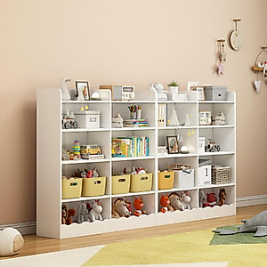 XINRONG Kids Bookshelf and Toy Storage - Classroom Toy Storage Organizer with 10 Cube, Kids Bookshelf Bookcase for Living Room, Classroom, Playroom, Reading Nook, Nursery, White