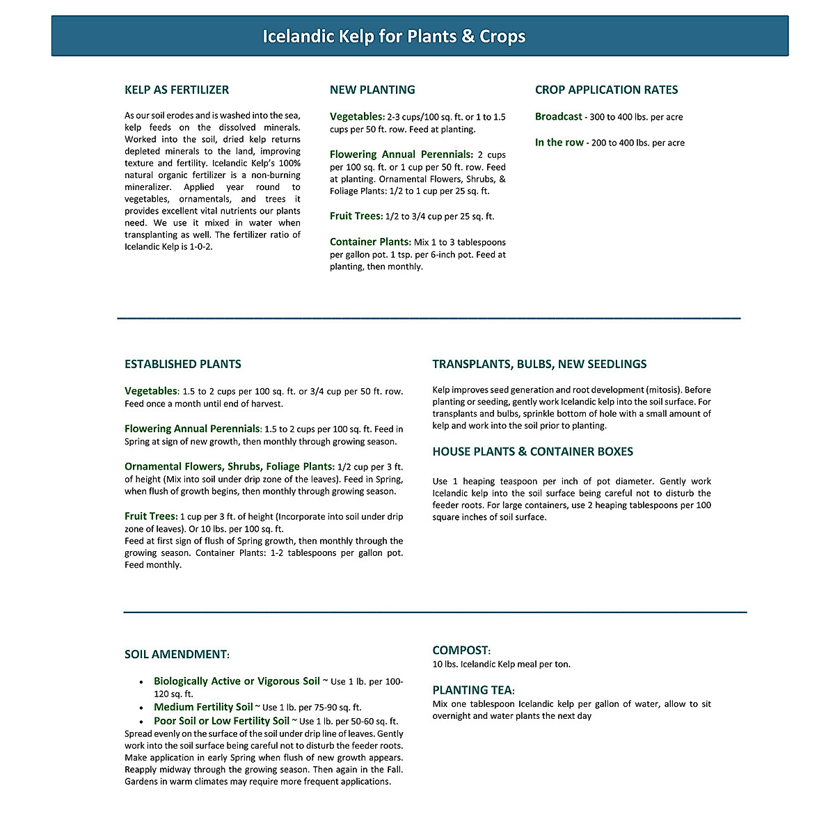 Icelandic Kelp Meal, 25lbs