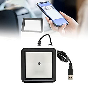 2D QR Barcode Scanner, Omnidirectional Desktop Automatic 1D Barcode Reader Big Scan Window to Read ID Card, Drivers License, Passport for Supermarket Library