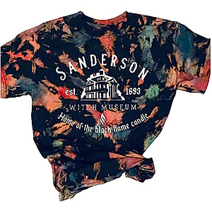 Sanderson Sisters Halloween Shirt Women Sanderson Bed and Breakfast Tee Hocus Pocus Funny Tshirt Fall Casual Shirt(Small,Tie Dye1)