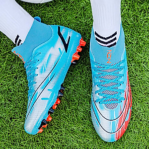 HESBITEUL Men’s Soccer Boots Football Shoes Cleats Spike Shoes Youth Sneaker Comfortable Adults for Athletic Outdoor Indoor Competition Training