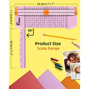 Firbon Pink A5 Paper Cutter, Straight Small Paper Trimmer with Side Ruler for Scrapbooking Craft, Paper, Coupon, Label, Cardstock