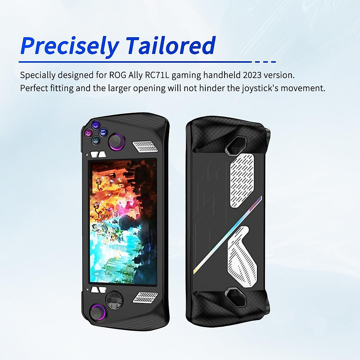 Silicone Case Compatible with ASUS ROG Ally 7" 2023- Flexible, Full Coverage,Shockproof, Anti-Scratch, Drop-Proof, Non-Slip (Black)-2*Screen Protectors