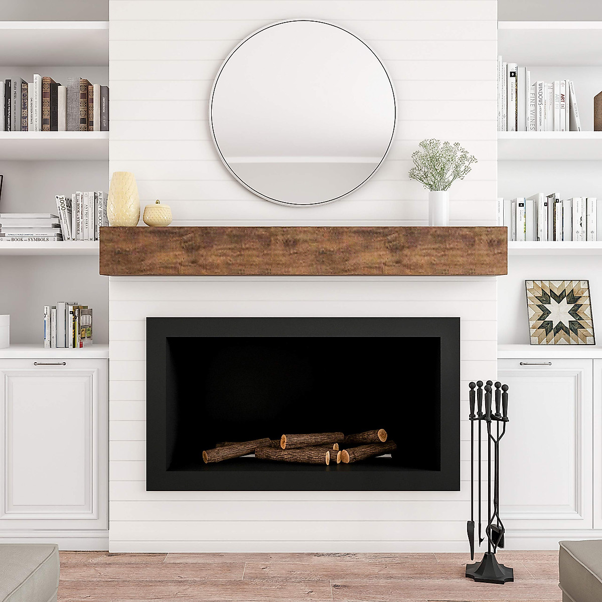 Lavish Home 5-Piece Fireplace Tools Set - Essential Heavy-Duty Accessories for Fireplaces - Includes Tongs, Shovel, Broom, Poker, and Stand