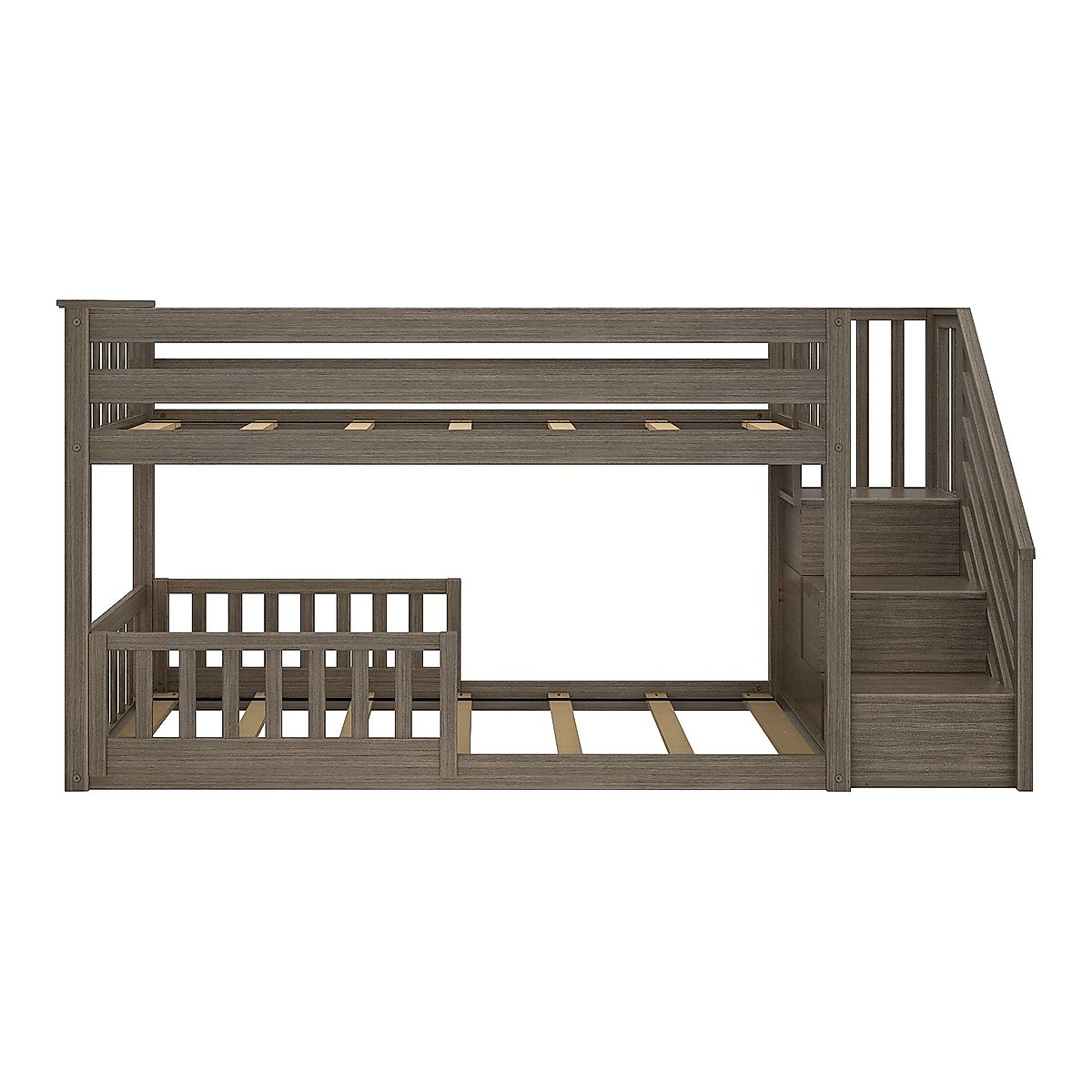 Max & Lily Low Bunk with Stairs and Two Guard Rails, Clay