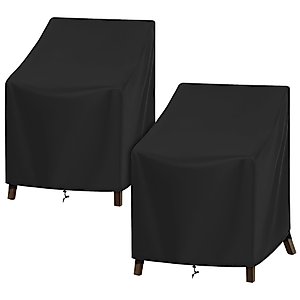 SunPatio Outdoor Chair Covers Waterproof, 2 Pack Patio Chair Covers with Windproof Straps, Outdoor Patio Furniture Covers All Weather Protection, 29" x 30" x 36", Black