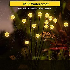 Solar Garden Lights, 2PCS Solar Powered Firefly Lights Outdoor Waterproof, Starburst Swaying Light, Vibrant Garden Solar Lights for Garden,Yard, Path, Lawn Decor (Warm White)