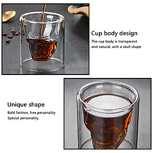 DSYJ Skull Face Shot Glasses Heavy Base Crystal Cups Set of 4, Party Home and Entertainment Dining Beverage Drinking Glassware for Whiskey Brandy Liquor Bar Decor Jello 75 ML/2.64oz Clear