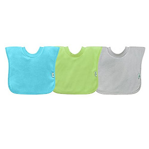 green sprouts Stay-dry Toddler Bib (3pk) | Convenient stay-put protection | Wide coverage & waterproof, Pull-over design, Bibs, One Size, Aqua set (Aqua, Green, Grey)