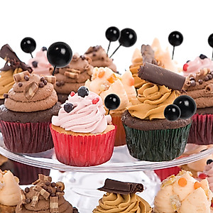 30 PCS Balls Cake Topper DIY Cake Insert Toppers Ball Cake Picks Cupcake Topper for Birthday Party Baby Shower Wedding Cake Decoration（Black）