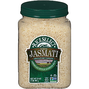 RiceSelect Jasmati, Long Grain Jasmine Rice, Gluten-Free, Non-GMO, 32 oz (Pack of 4 Jars)