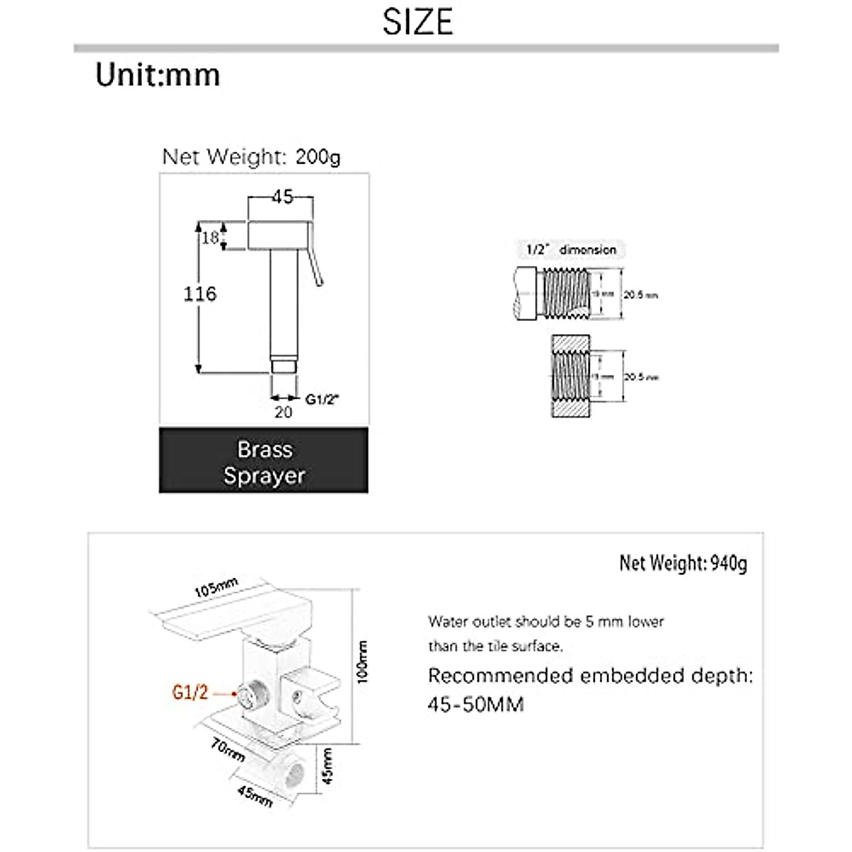 ZLOCYIVHE Handheld Bidet Sprayer for Toilet, Black Brass Bathroom Cloth Diaper Sprayer Set with Cold and Hot Water, Wall Mounted Toilet Bidet Sprayer Kit for Feminine Hygiene, Bathing Pets