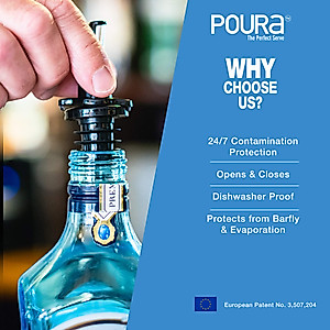 Liquor Bottle Pourers - Hygienic ClickSeal Alcohol Speed Pour Spouts - Stops Barfly, Dishwasher Safe. Also for Olive Oil, Juice, Syrup. Black 8 Pk with Adapters for Large Bottles