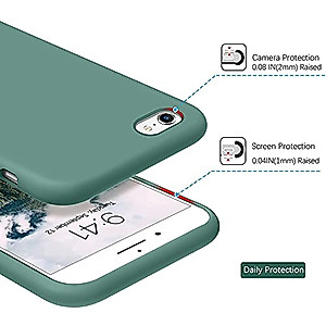 GUAGUA iPhone 6s Case iPhone 6 Case Liquid Silicone Soft Gel Rubber Slim Thin Light Microfiber Lining Cushion Texture Cover Shockproof Full Body Protection Phone Cases for iPhone 6/6S Pine Green