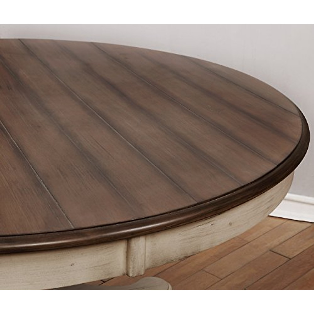 Roundhill Furniture Arch Weathered Round Dining Table Pedastal Base, Multicolor