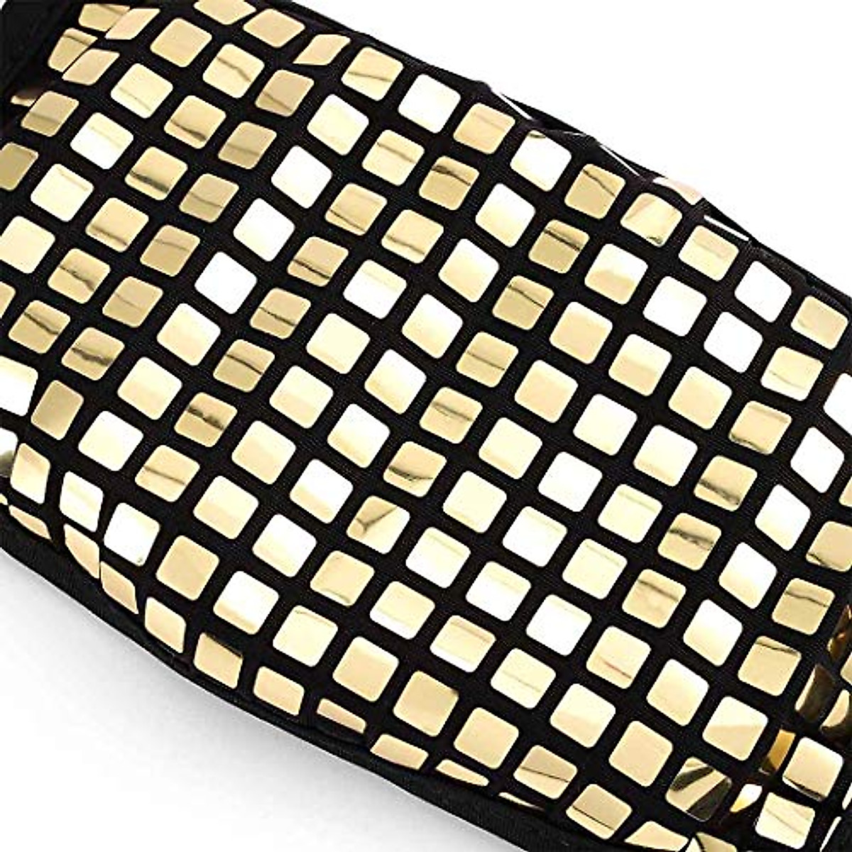 Barode Sparkly Sequins Mask Gold Crystal Face Cover Cotton Masquerade Masks Halloween Party Nightclub Face Masks Covering for Women and Girls (Gold)