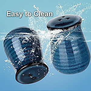 Hasense Ceramic Mixing Bowls Set, 20+40+65+84 Oz - 4PCS and Porcelain Salt and Pepper Shakers - 2PCS, Navy Blue