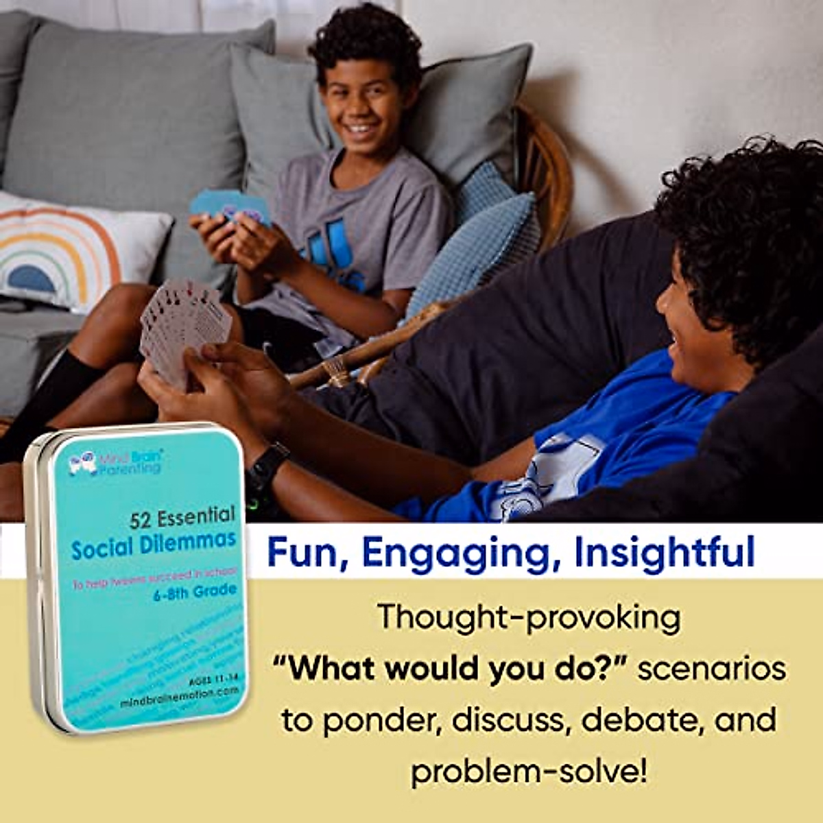 52 Essential Social Dilemmas: Life Skills for Kids & Teens to Thrive in Middle School - Conversation Cards Created by Teachers & Counselors for Family, Classroom, Counseling, Therapy Game (6-8 Grade)