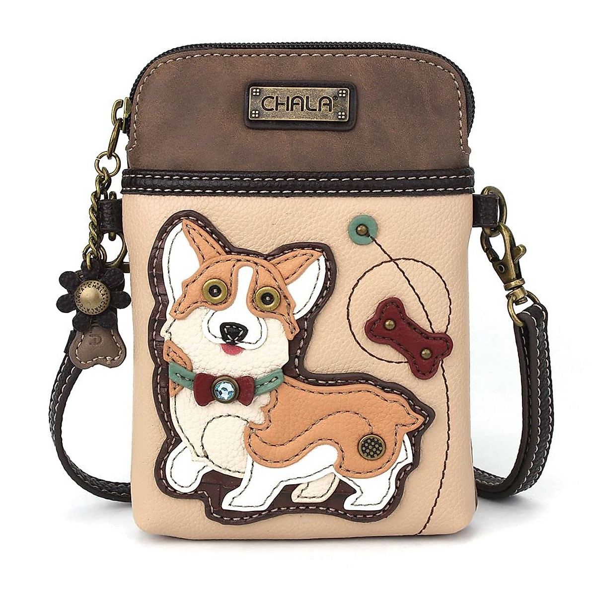 Chala Group Chala Corgi Cellphone Crossbody Handbag - Convertable Strap, Ivory