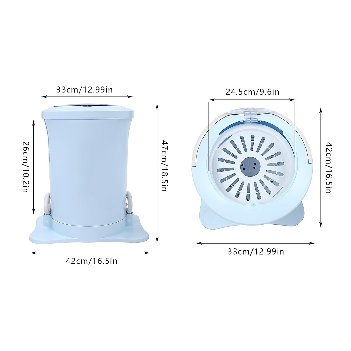 Hand Crank Clothes Wringer, Manual Clothes Dryer Dehydrator, Portable Lightweight Mini Clothes Dehydrator, Non Electric Pull Cord Spin Laundry Wringer, Small Cloth Washer For RV, Camping (Blue)