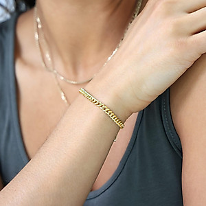 Nuragold 14k Yellow Gold 4.5mm Miami Cuban Link Chain Bracelet, Mens Womens Jewelry 7" 7.5" 8" 8.5" 9"