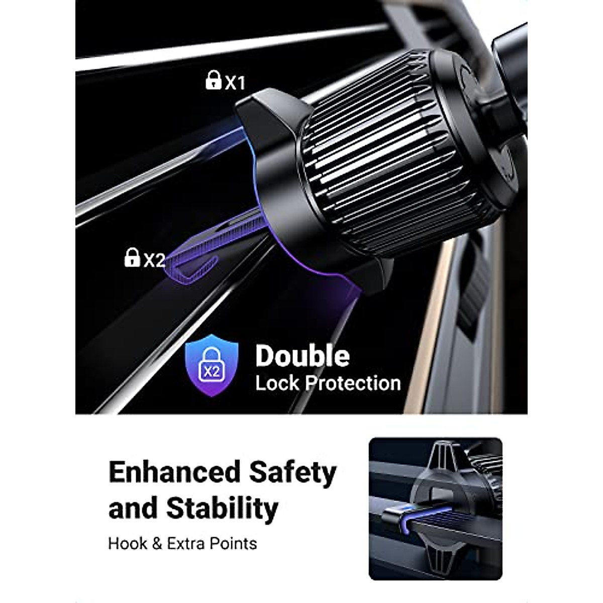 UGREEN Car Phone Holder Mount for Dashboard Windshield Air Vent 3 in 1 Universal Cell Phone Holder for Car Accessories Cradle Compatible with iPhone 14 13 12 11 Pro Max Smartphone, Strong Suction Cup