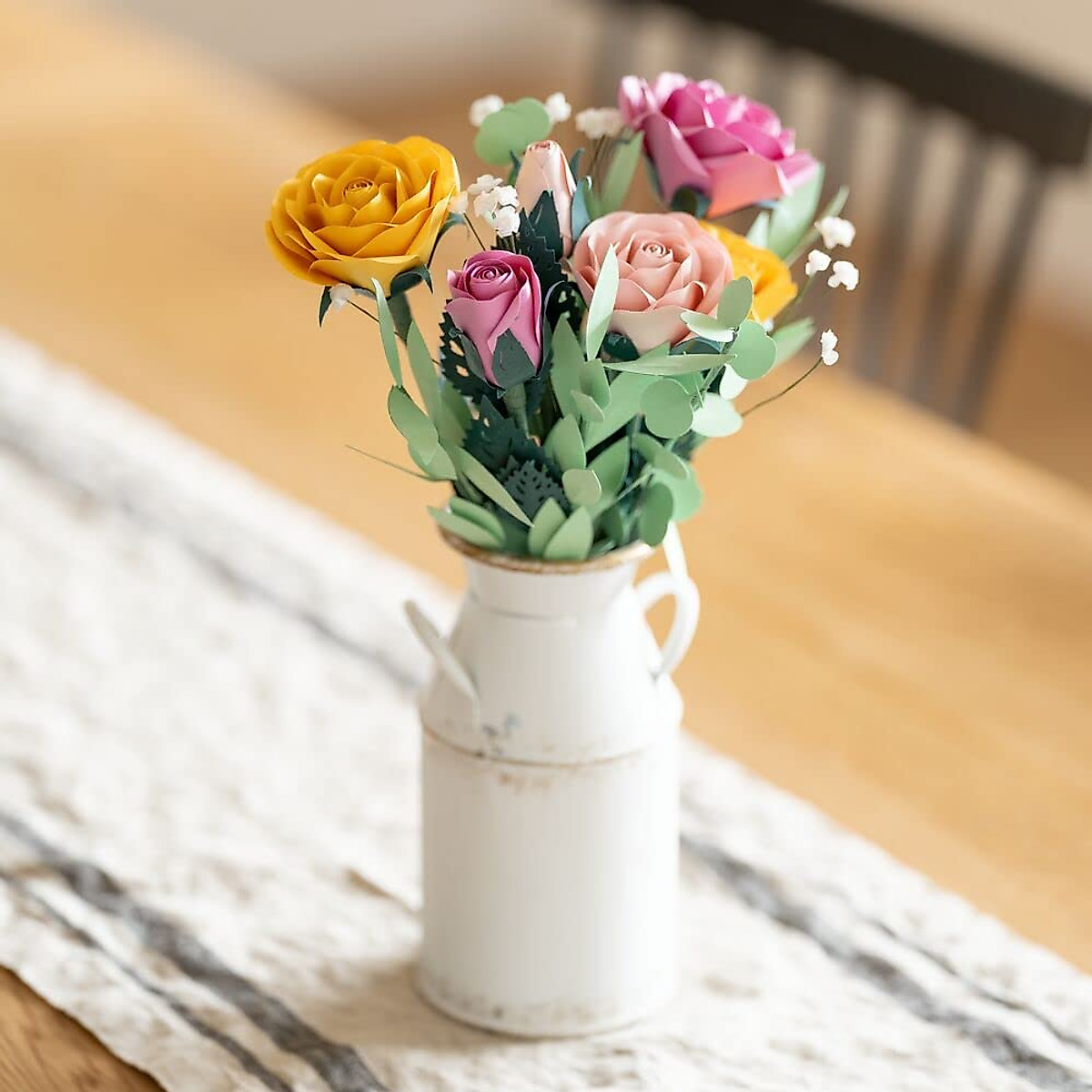 Lovepop Handcrafted Paper Flowers: Pink and Yellow Roses (6 Stems) - Unique 3D Floral Bouquet – Long Lasting Paper Roses for Valentine’s or Mother’s Day