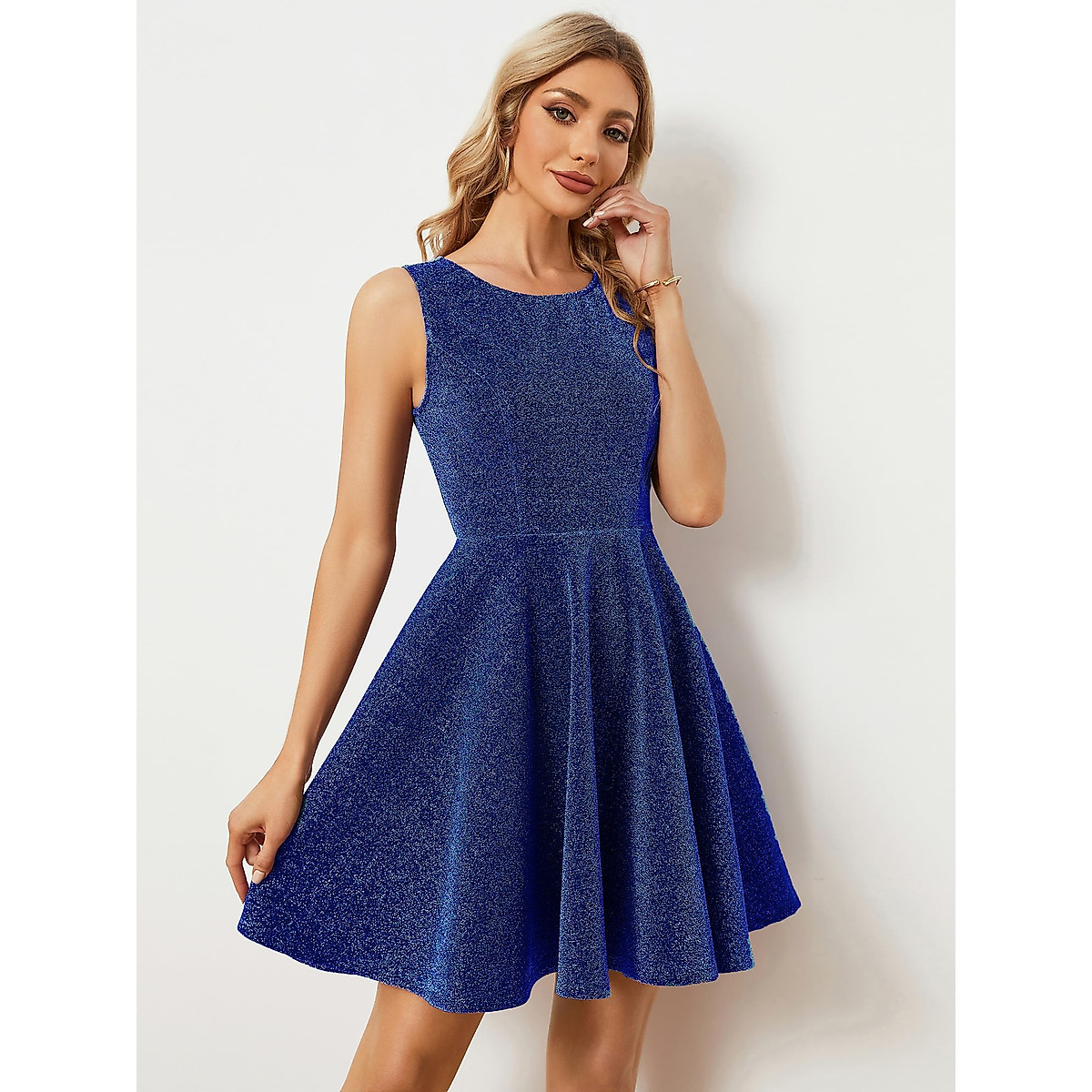 Ever-Pretty Women's Open Back Sleeveless Knee-Length Cocktail Dresses Sapphire Blue US12