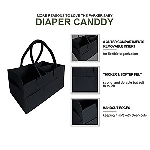 ANTUREBAY Baby Diaper Caddy Organizer: Portable Holder Bag for Changing Table and Car, Nursery Essentials Storage bins gifts for Baby Shower, Newborn Registry -Large（Black）