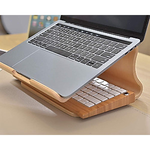 SAMDI Wood Laptop Stand for Desk,Laptop Holder Stand,Wooden Cooling Computer Holder,Suitable for Most laptops Heat Dissipation Shelf (Walnut)