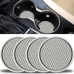 SINGARO Car Cup Coaster, 4PCS Universal Non-Slip Cup Holders Embedded in Ornaments Coaster, Car Interior Accessories, Gray