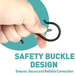 20 Pcs S Hooks for Hanging Heavy Duty, 3.5-inch Heavy Duty Metal S Hooks with Safety Buckle, S Shaped Hooks, Pot Rack Hooks, Closet Hooks, S Hooks for Hanging Plants, Kitchen Utensil, Pot, Pan, Bags