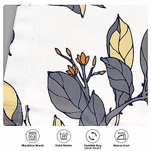 DriftAway 3 Piece Kitchen Curtains with Valance and Tier Sets Yellow Floral Branch Farmhouse Light Filtering 24 Inch Kitchen Window Curtains Over Sink for Bathroom Living Room