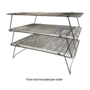 Hamilton Housewares Stackable Stainless Steel Wire Half Sheet Cooling Rack(12"x17") - with Collapsible Folding Legs - For Baking, Cooking, & Grilling - Perfect for Cookies, Muffins, Bread & More