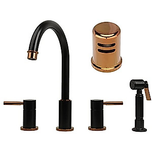 Two Tone Two-Handles Widespread Kitchen Faucet with Side Spray and Air Gap- AK96866BLRG