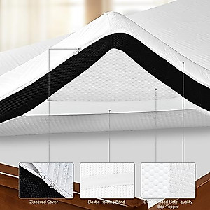 Twin XL Mattress Topper 4 Inch Gel Memory Foam Cooling Mattress Pad for College Dorm Bed, Double Sided Fabric Cover for Double Sided Use Bed Topper Comfort Support Pain Relief (Removable Soft Cover)