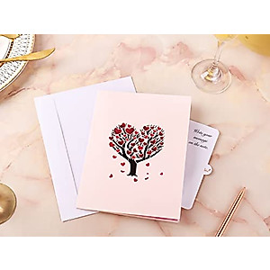 Liif Love Tree Couple Valentines Day 3D Greeting Pop Up Card, Happy Anniversary, Wedding, Mother's Day, Engagement, Birthday| For Wife, Husband, Parents, Couple, Girlfriend, Her | With Message Note & Envelop | Large Size 8 x 6 inch
