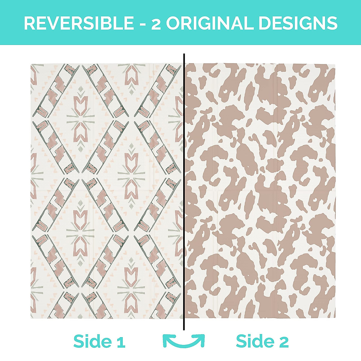 JumpOff Jo Baby Play Mat - Large Folding Foam Play Mat for Infants, Babies, Toddlers, Waterproof, Double-sided (70" x 59") - Westbound