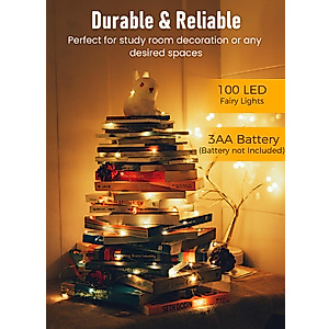 Fairy Lights Battery Operated, 4 Pack 33FT 100 LEDs Mini Battery Powered String Lights, Waterproof Copper Wire Twinkle Lights Mason Jar Lights for Indoor Home Wedding Christmas Decoration, Warm White