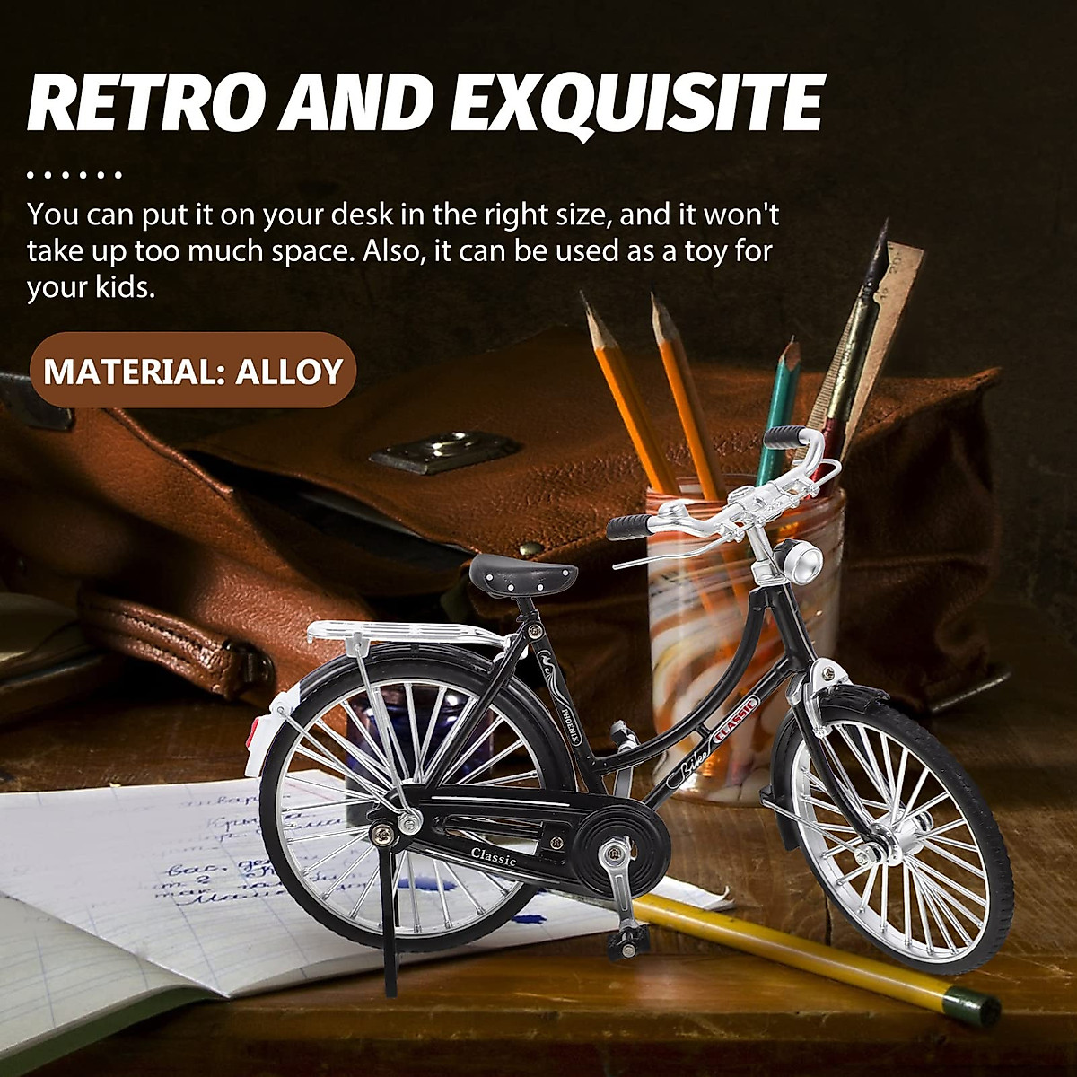 SEWACC Bike Model Alloy Bicycle Ornament Mini Bike Decoration Retro Style Finger Bike Sculpture Miniature Bike for Home Office Decor