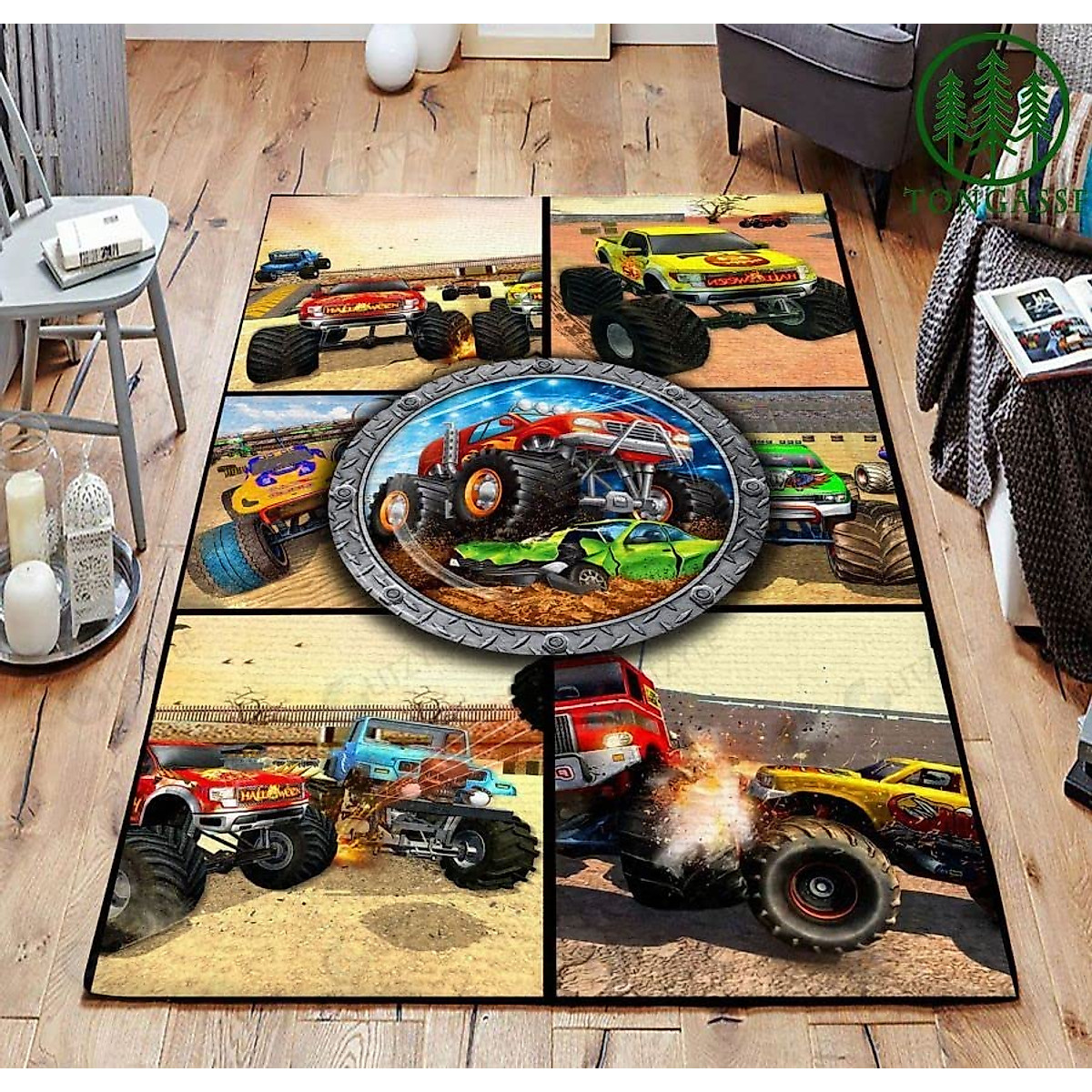Cartoon Car Rug for Boys Non Slip Rug 3x5 4x6 5x8 5.2x9 ft Area Soft Rugs Bedroom Living Room, Home Decor Rug, Car Lover Rugs, Gift Mats for Boys 03