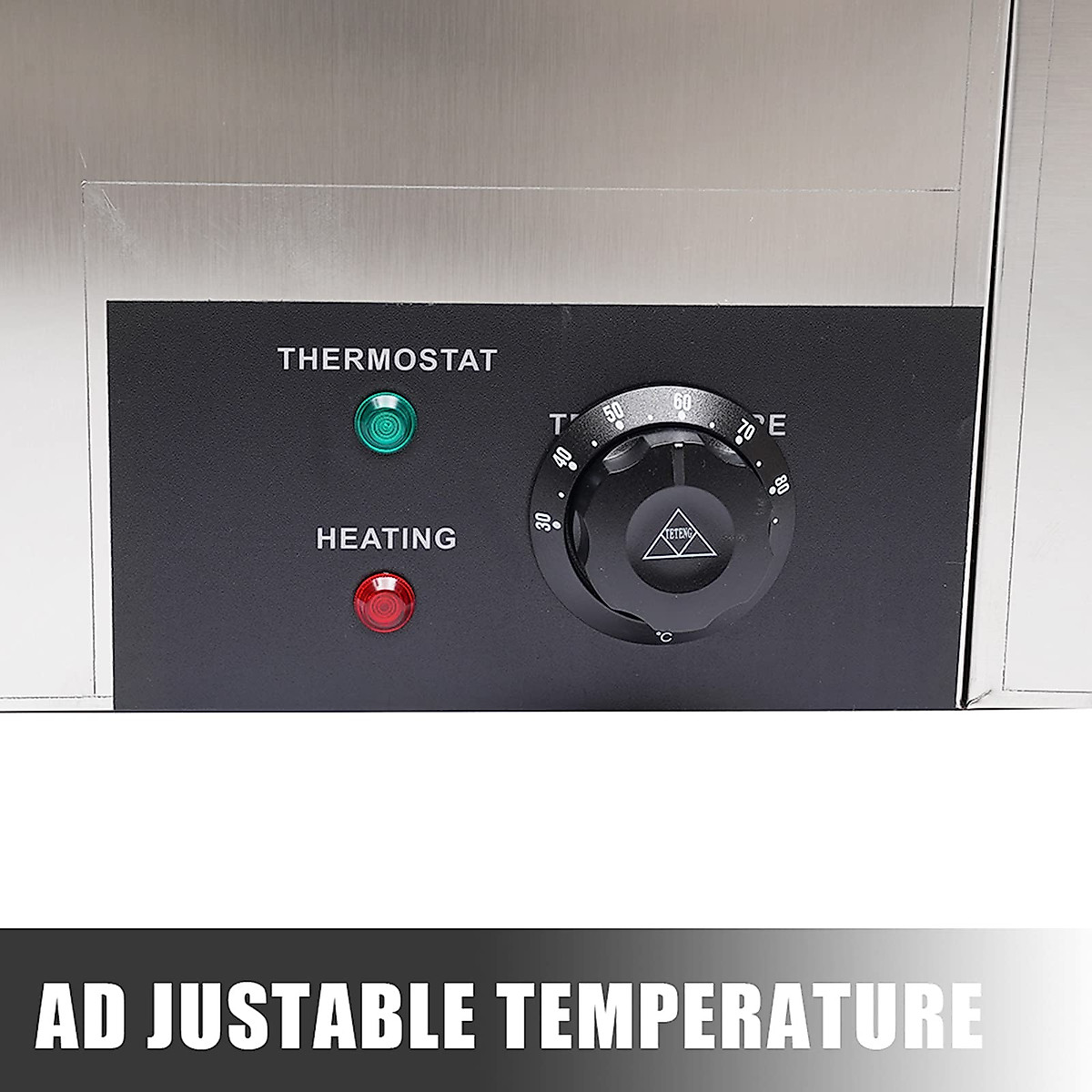 4-Pan Commercial Food Warmer, Professional Stainless Steel Bain Marie Buffet Countertop Electric Steam Table with Temperature Control & Lid, 5.9in Deep for Parties Restaurants (850w 110V)