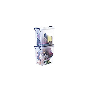 Superio Clear Storage Bins with Lids, Small Stackable Storage Boxes with Locking Latches and Handles (7 Quart(Deep), 2 Pack)