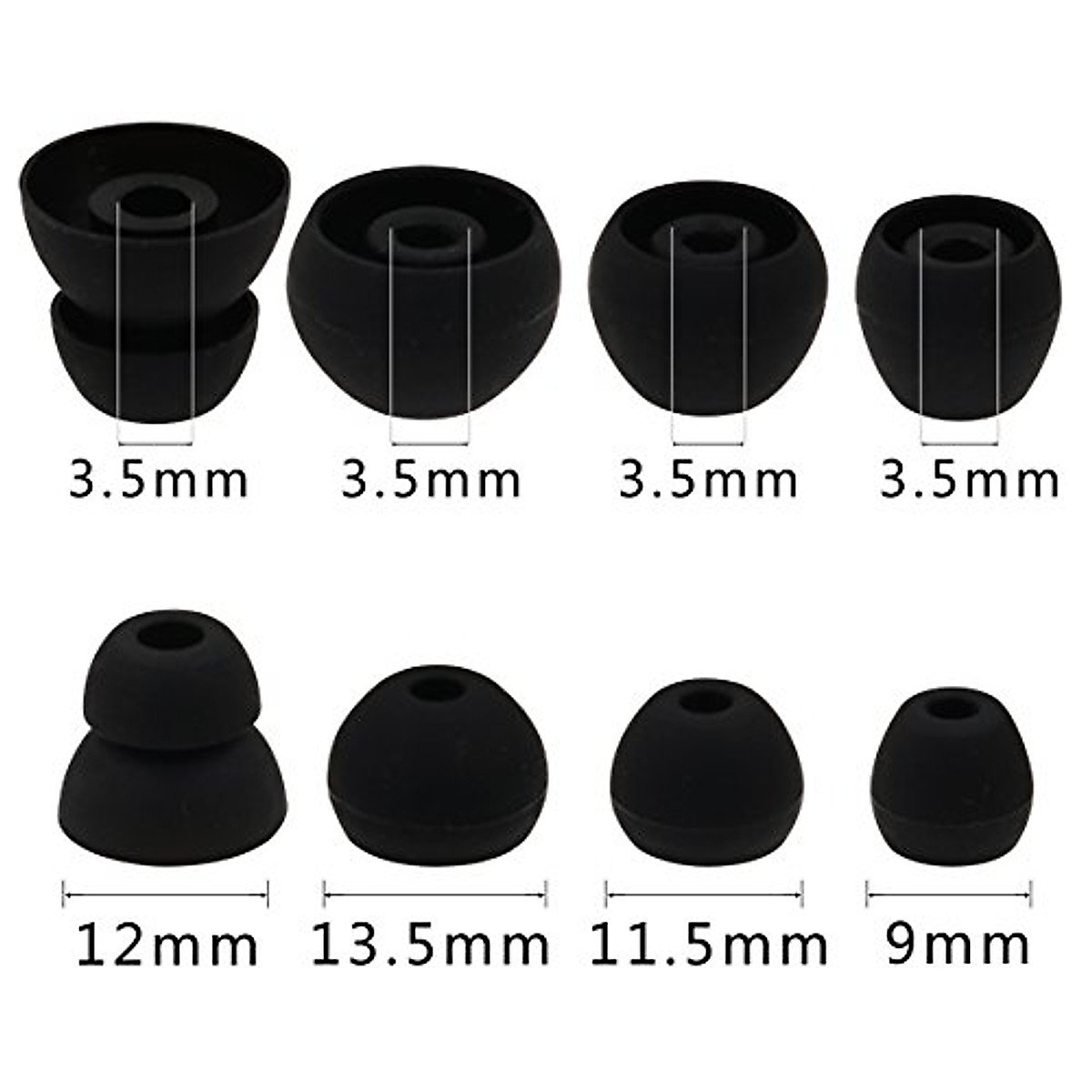 ALXCD Ear Tip for Tour2 Beats Tour UrBeats Earphone, 4 Pair SML & Double Flange Durable Soft Silicone Replacement Ear Bud Eartip, Fit for Beats Tour Urbeats Tour 2 Earphone [4 Pair] (Black)