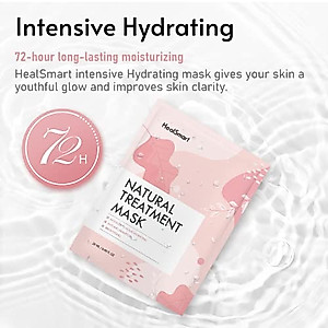 HealSmart 5 Pack Facial Mask Intensive 72 Hour Deep Hydrating & Instant Brightening Face Mask Sheet Improve Skin Clarity and Radiance, for All Skin Types, High Capacity, Made in Korea