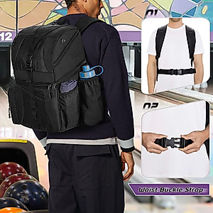 DSLEAF Bowling Backpack and Separate Ball Bag Combo, Bowling Ball Bag with Wooden Ball Holder and Shoe Compartment Hold A Pair of Shoes US Mens 16 and Multi-Pockets for Accessories (Patent Design)