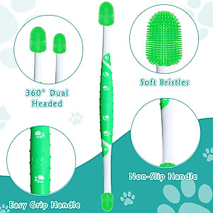 Dog Toothbrush 2PCS Dog Tooth Brush Three Sided Dog Tooth Brush Dual Head Toothbrush for Dogs, Soft Bristles Dog Tooth Brushing Kit Silicone 360 Degree Pet Toothbrush for Puppy Cat Dog Teeth Clean