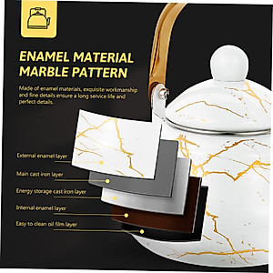 LABRIMP Marble Enamel Jug Gas Top Kettle Espresso Maker Camping Stoves Ceramic Tea Kettle Warmer Coffee Pot Enamel Stovetop Kettle Drip Coffee Kettle White Vintage Pear Shaped Pot