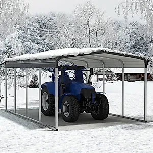 Betterhood 12x20 FTHeavy Duty Metal Carport with Galvanized Steel Roof and Metal Carport Kits, Outdoor Carport Canopy Enhanced Base, Multi-Purpose Extra Large Car Shelter for Car, SUV, Truck and Boat